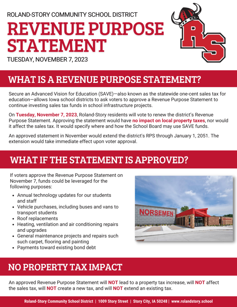 Revenue Purpose Statement - Vote November 7th | Roland-Story Community ...